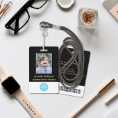 Custom Employee Staff Photo Name Barcode Logo ID Badge | Zazzle