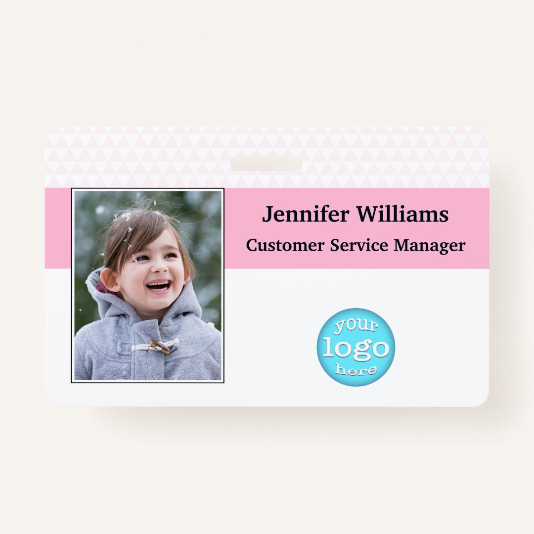 Custom Employee Staff Photo Name Logo Barcode ID Badge | Zazzle