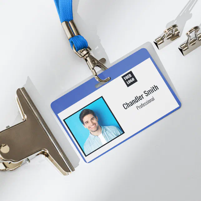 Custom Employee with Photo, Bar Code, Logo, Name Badge | Zazzle