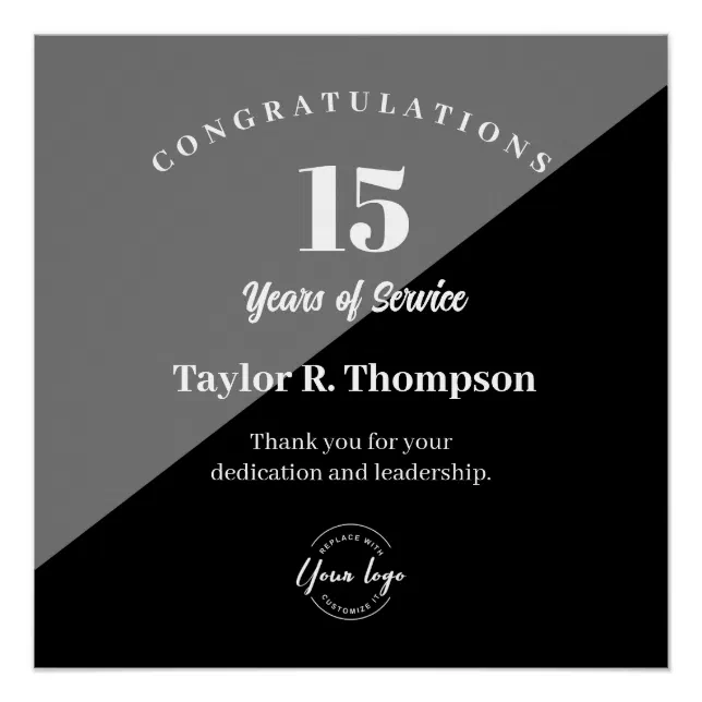 Custom Employee years of service recognition logo Poster | Zazzle