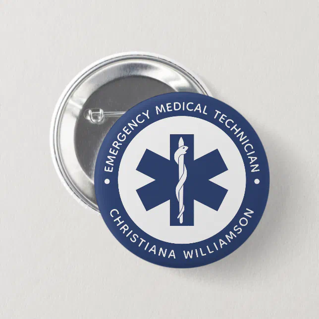 Custom EMT Symbol Emergency Medical Technician Button | Zazzle
