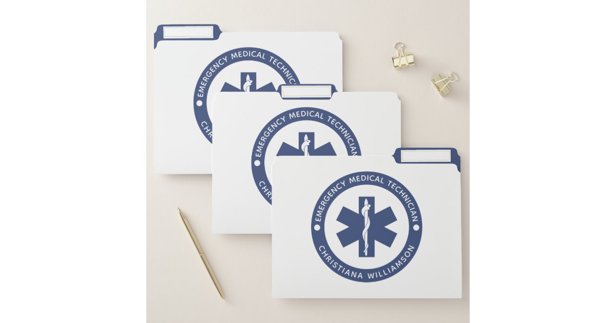 Custom EMT Symbol Emergency Medical Technician File Folder | Zazzle