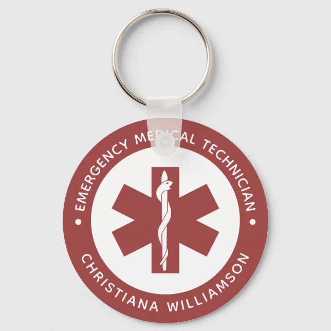 Custom EMT Symbol Emergency Medical Technician Keychain | Zazzle