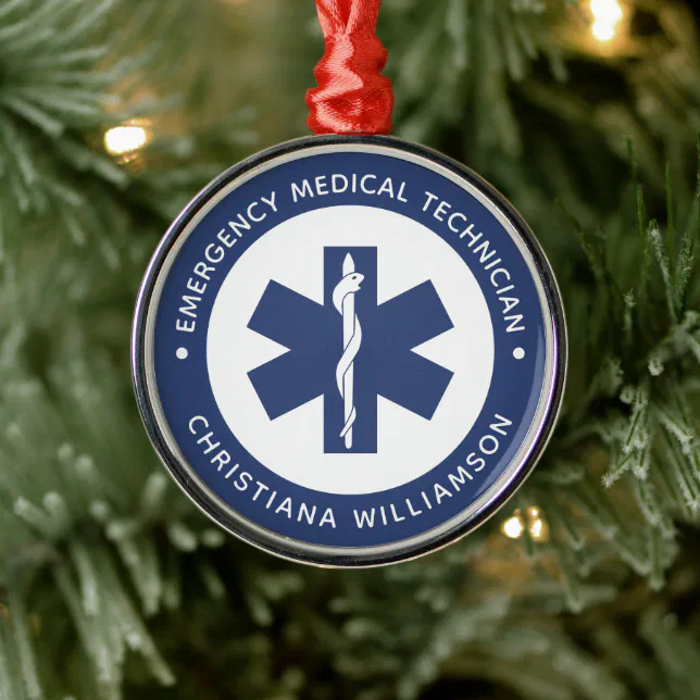 Custom EMT Symbol Emergency Medical Technician Metal Ornament | Zazzle