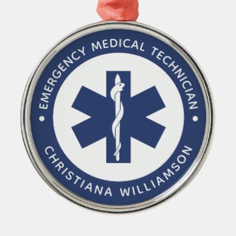 Custom EMT Symbol Emergency Medical Technician Metal Ornament | Zazzle