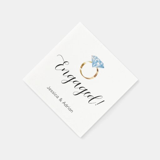 Custom Engaged Diamond Ring Engagement Party Napkins | Zazzle