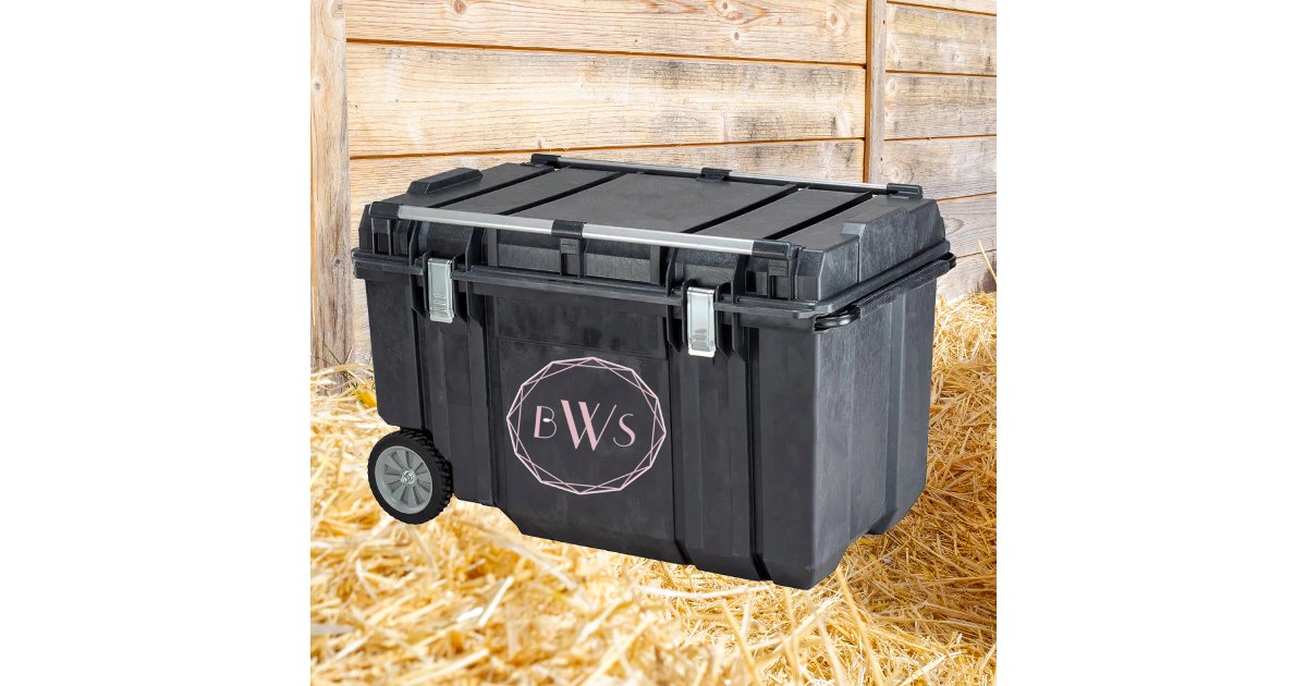 Custom Equestrian Pink Monogram Horse Tack Trunk Sticker | Zazzle