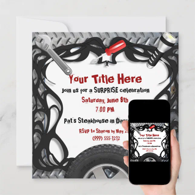 Custom Event Auto Mechanic Invitations | Zazzle