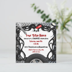 Custom Event Auto Mechanic Invitations | Zazzle
