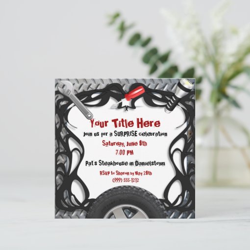 Custom Event Auto Mechanic Invitations | Zazzle