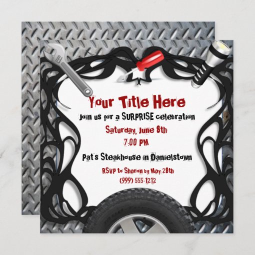Custom Event Auto Mechanic Invitations | Zazzle