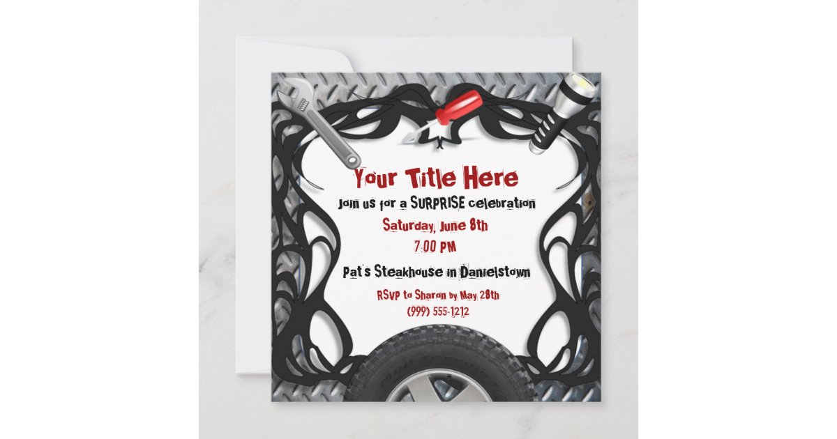 Custom Event Auto Mechanic Invitations | Zazzle
