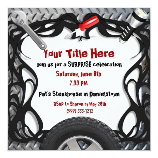 Custom Event Auto Mechanic Invitations | Zazzle.com