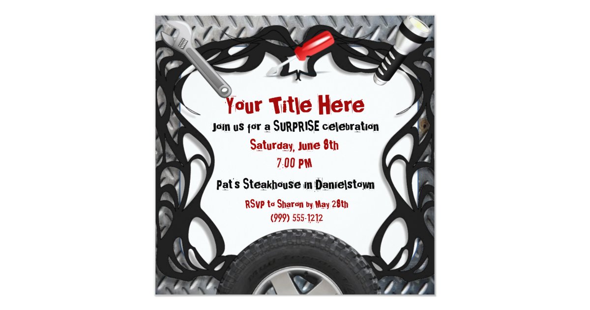 Custom Event Auto Mechanic Invitations | Zazzle.com
