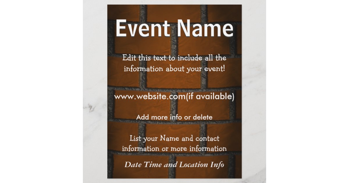 Custom Event Brick Wall Flyer | Zazzle