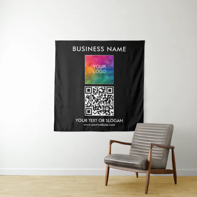 Custom Event Seminar Party Logo QR Code Backdrop | Zazzle