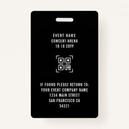 Custom Event Staff All Access Pass QR Code Badge | Zazzle