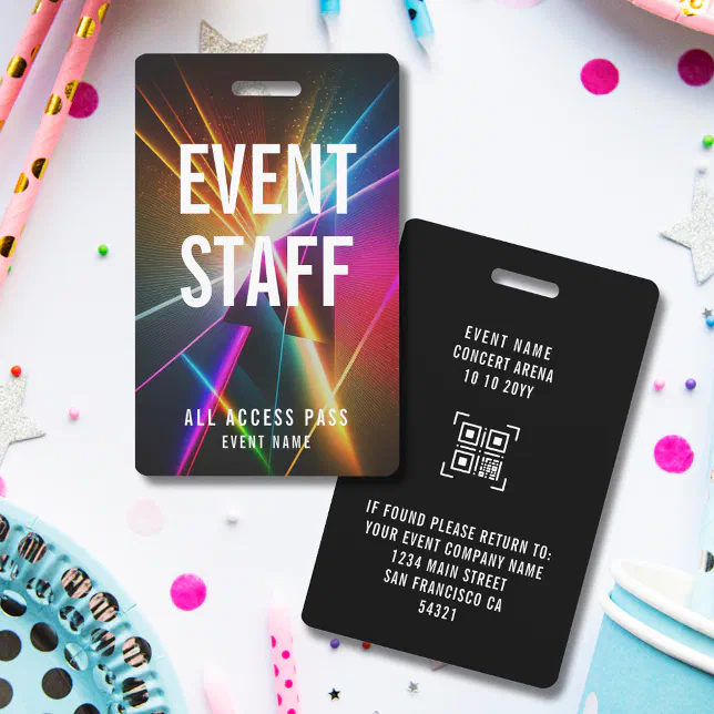 Custom Event Staff All Access Pass QR Code Badge | Zazzle