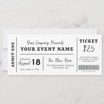 Custom Event Ticket, Concert Fake Ticket, School Invitation | Zazzle