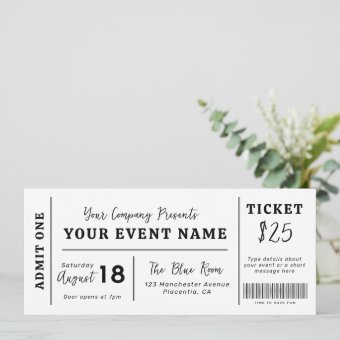 Custom Event Ticket, Concert Fake Ticket, School Invitation | Zazzle