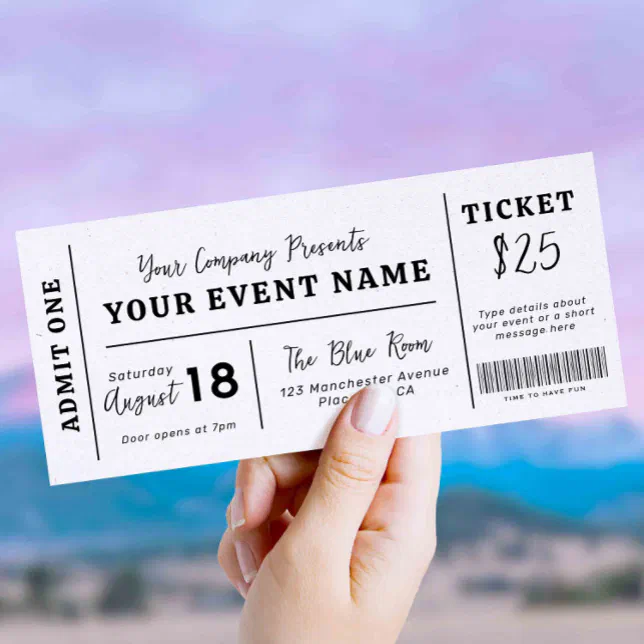 Custom Event Ticket, Concert Fake Ticket, School Invitation | Zazzle