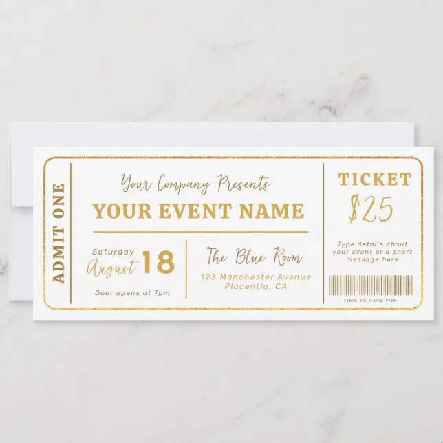 Custom Event Ticket, Concert Fake Ticket, School Invitation | Zazzle