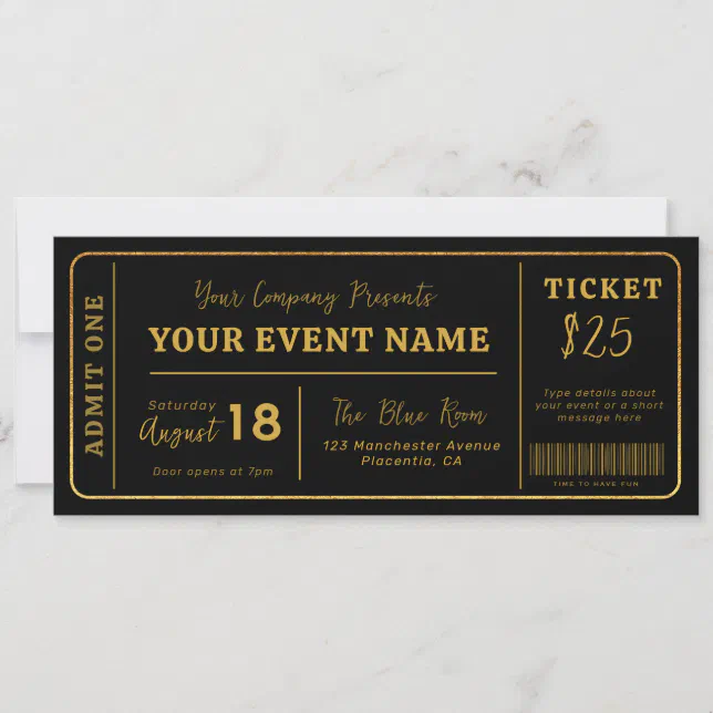 Custom Event Ticket, Concert Fake Ticket, School Invitation | Zazzle