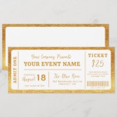 Custom Event Ticket Concert Fake Ticket White Gold Invitation | Zazzle