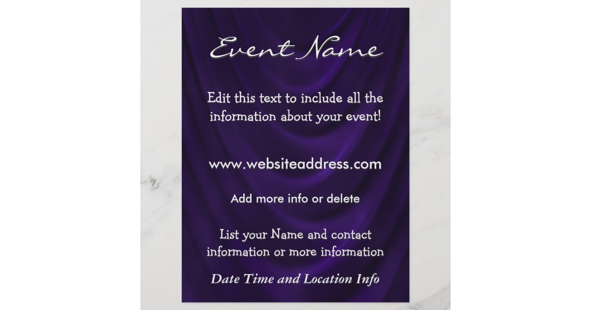 Custom Event Velvet Drape Flyer | Zazzle