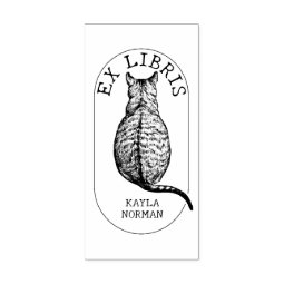 Custom Ex Libris Vintage Cat, Book Rubber Stamp | Zazzle