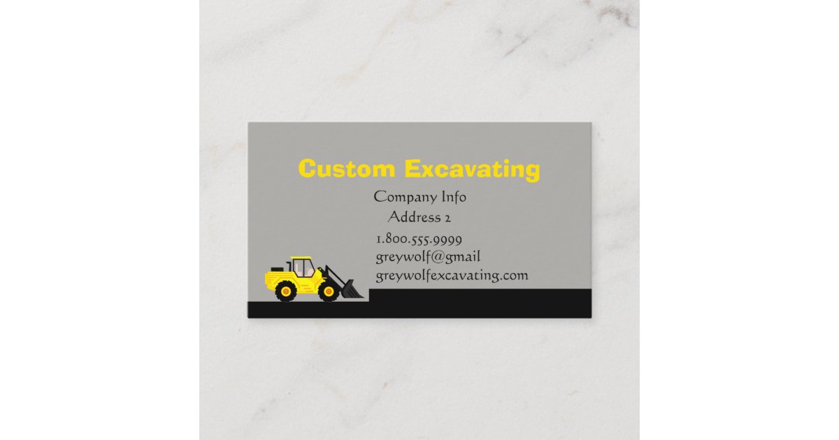 Custom Excavating Custom Business Card | Zazzle