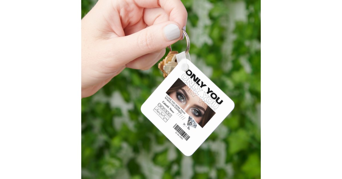 Custom Eyes Image, text | Personalized Keychain | Zazzle