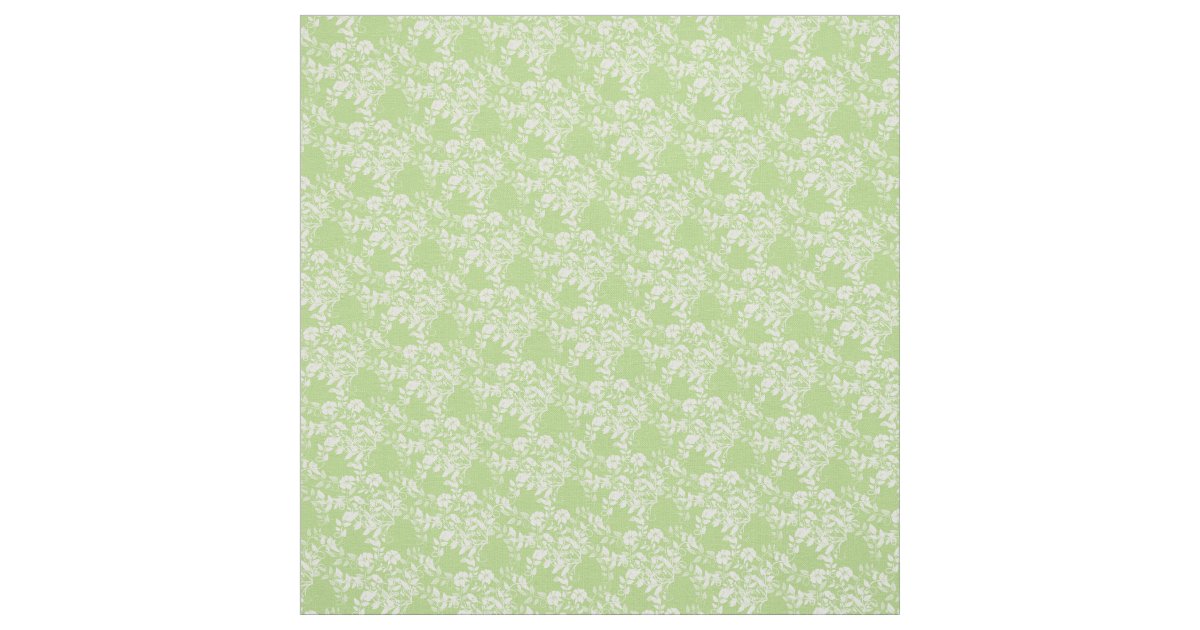 Custom Fabric-Spring Green & White Floral Fabric | Zazzle