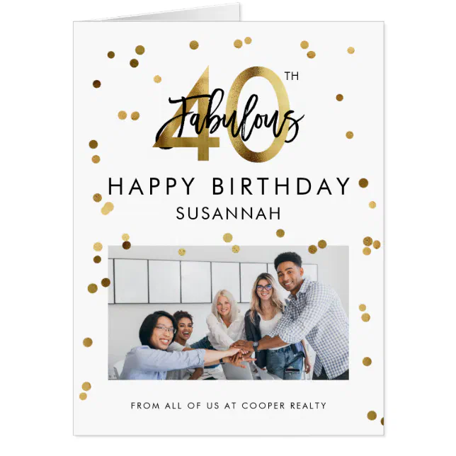 Custom Fabulous 40th Birthday Office Photo JUMBO Card | Zazzle