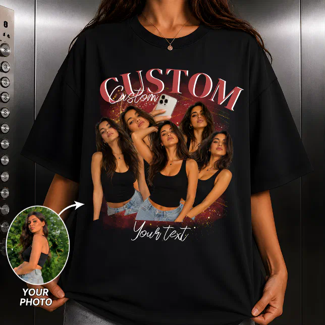 Custom Face Birthday Photo Vintage Family Bootleg T-Shirt | Zazzle