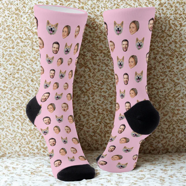 Custom Face Photo Family Gift, 4 Photos Faces Socks | Zazzle