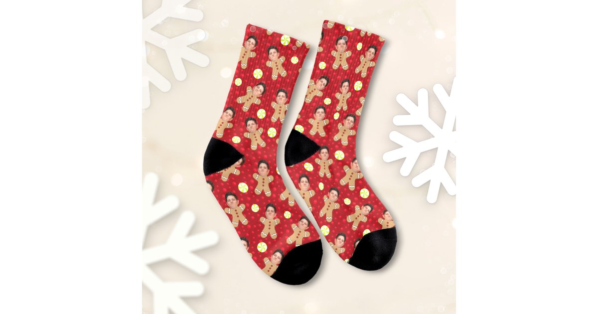 Custom Face Photo Gingerbread Men Christmas Socks | Zazzle