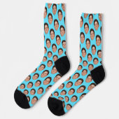 Custom Face Photo Light Blue Crew Socks | Zazzle