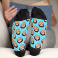 Custom Face Photo Light Blue Crew Socks | Zazzle