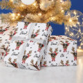 Custom Face Photo Reindeer Christmas Holiday White Wrapping Paper | Zazzle