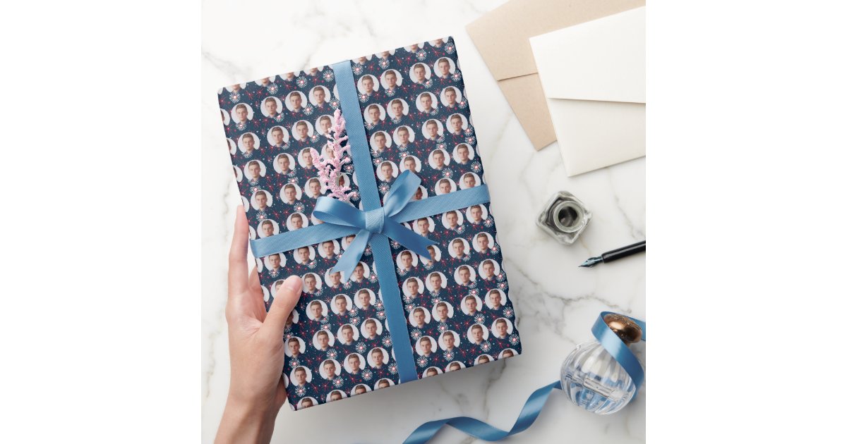Custom Faces 4th July Independence Day Pattern Wrapping Paper | Zazzle