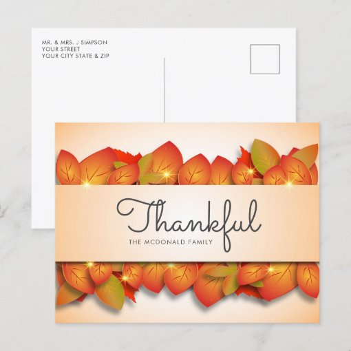 Custom Fall Leaves Thanksgiving Postcard | Zazzle