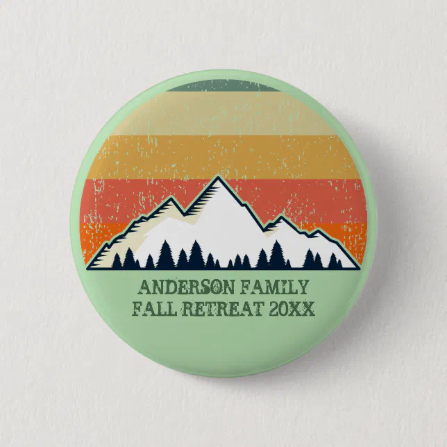 Custom Fall Retreat Sunset Mountain Party Button | Zazzle