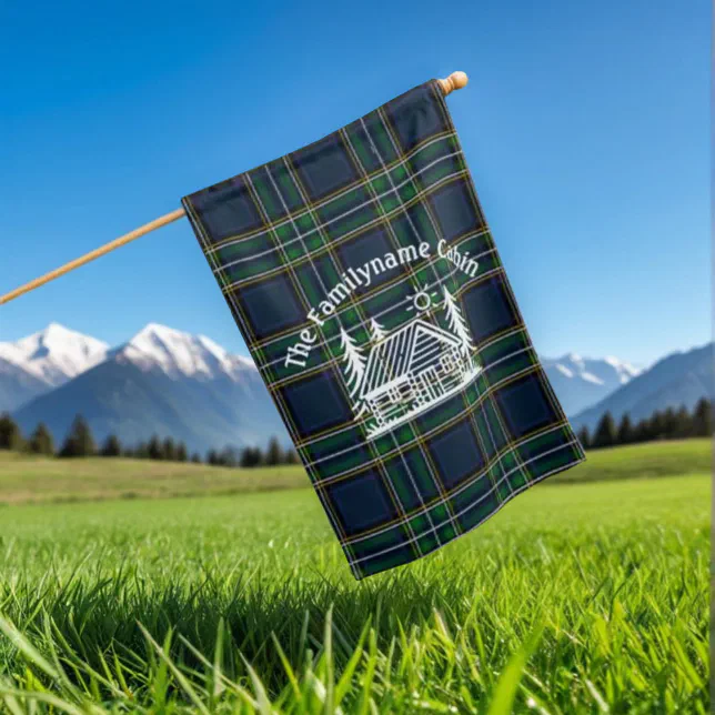 Custom Family Cabin Flag with Tartan Plaid | Zazzle