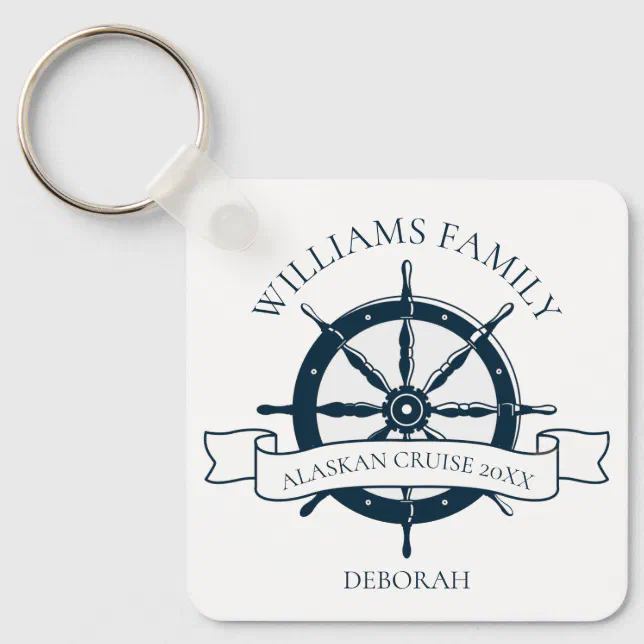 Custom Family Cruise Ship Nautical Wheel Monogram Keychain | Zazzle
