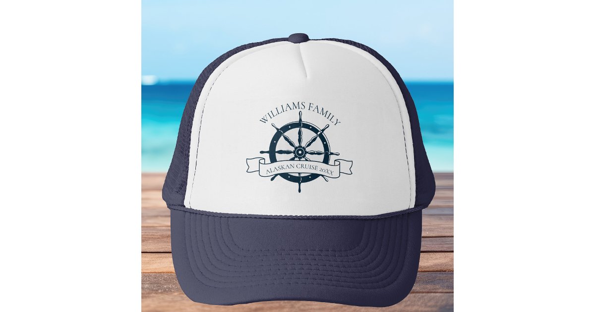 Custom Family Cruise Ship Nautical Wheel Vacation Trucker Hat | Zazzle