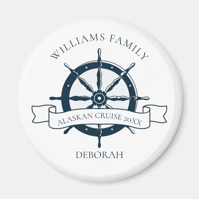 Custom Family Cruise Ship Wheel Nautical Vacation Magnet | Zazzle