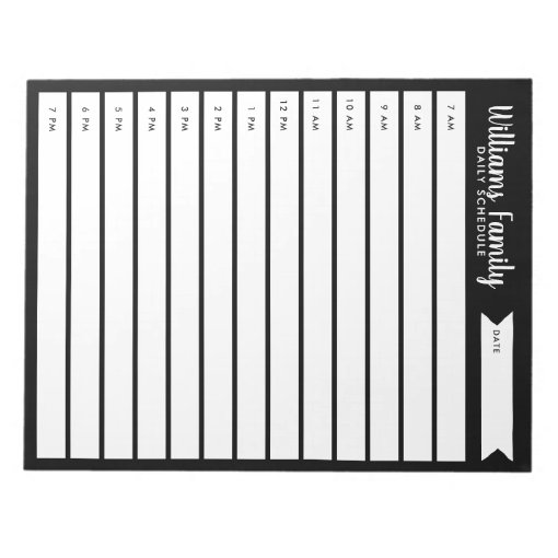 Custom Family Daily Planner or Homeschool Schedule Notepad | Zazzle