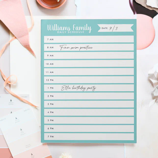 Custom Family Daily Planner or Homeschool Schedule Notepad | Zazzle
