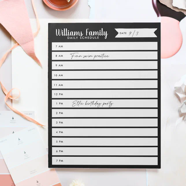 Custom Family Daily Planner or Homeschool Schedule Notepad | Zazzle